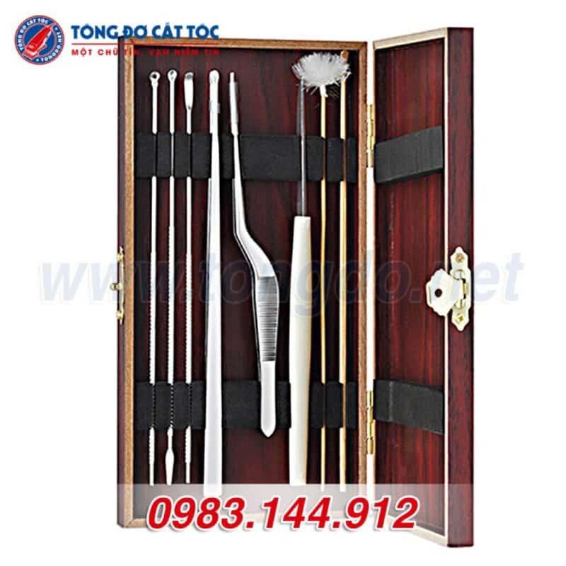 Bộ dụng cụ lấy ráy tai 8 món hộp gỗ
